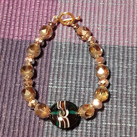 Handmade | Jewelry | Handmade Crystal Bracelet With Art Glass 8 | Poshmark